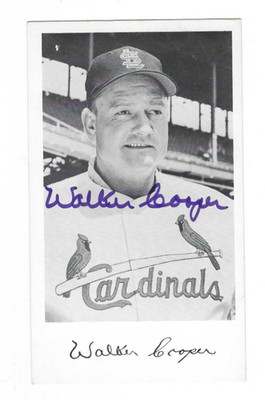Signed Autographed WALKER COOPER St. Louis Cardinals BxW 3.5x5.5 Post ...