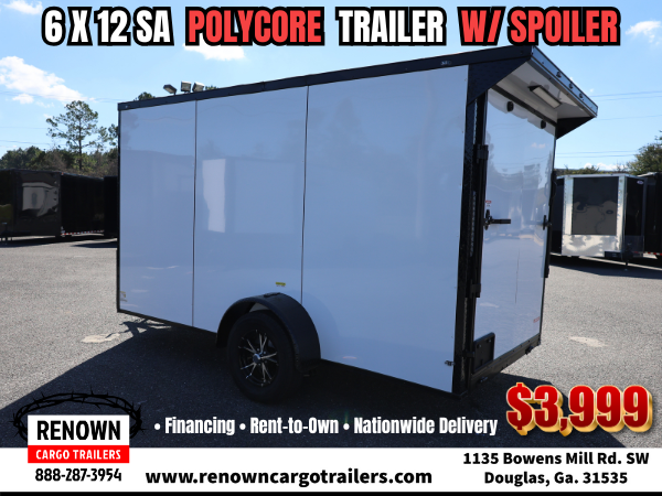 NEW 6 X 12 Enclosed Cargo Trailer – Polycore, Spoiler, Alloy Wheels ...