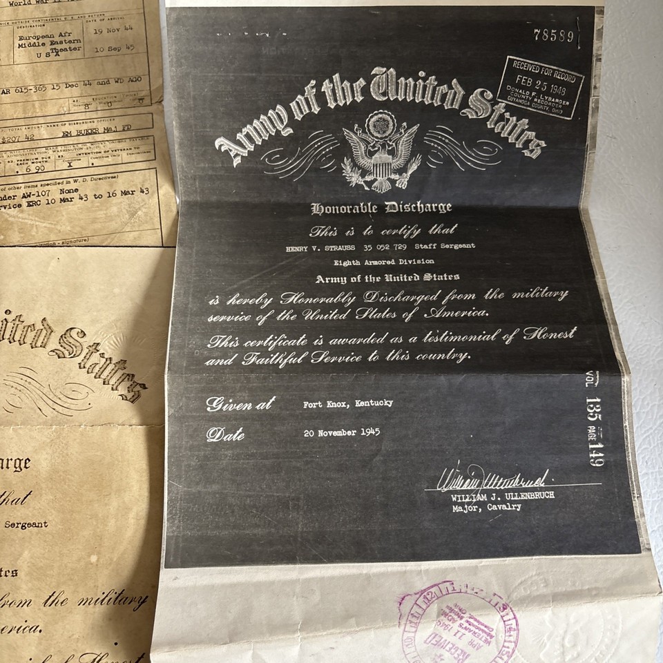 Army Discharge Letters To Wife WWII Anti-Tank Gunman American Military ...
