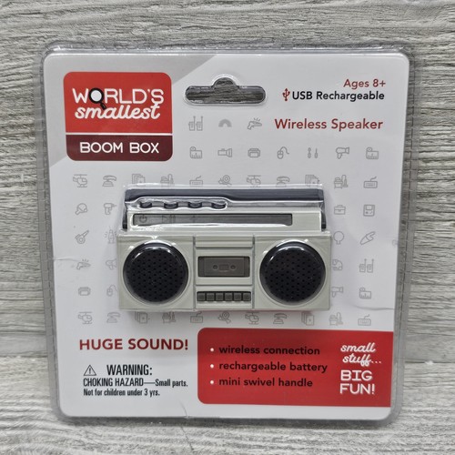 World's Smallest Boom Box Wireless Speaker USB Rechargeable Silver Mini ...