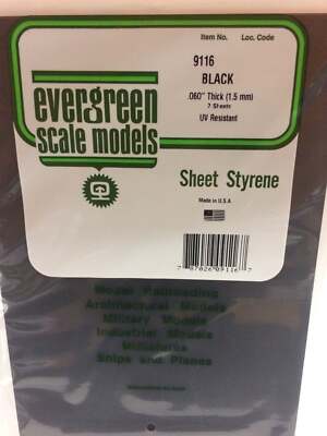 Evergreen Scale Models Styrene Sheet Black 8 x 21in 20.3 x 53.3cm ...