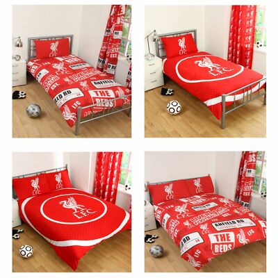 LIVERPOOL FC SINGLE AND DOUBLE DUVET COVER SETS BEDROOM BEDDING FREE P ...