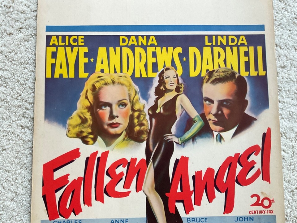 Vintage 1945 Film Noir “Fallen Angel” Movie Poster Window Card Dana ...