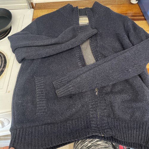 Boston Traders Sweater Mens Large Cable Knit Fleece Lined Zip Up ...