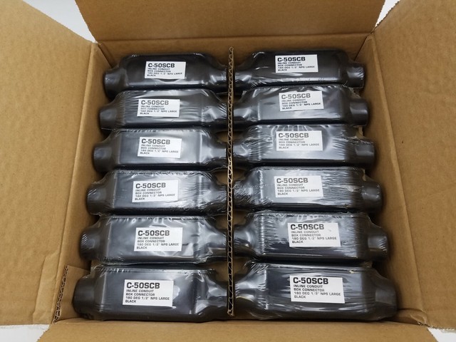 48 Pack RAB C-50SCB Inline Conduit Box Connector 180 Degree 1/2" NPS ...