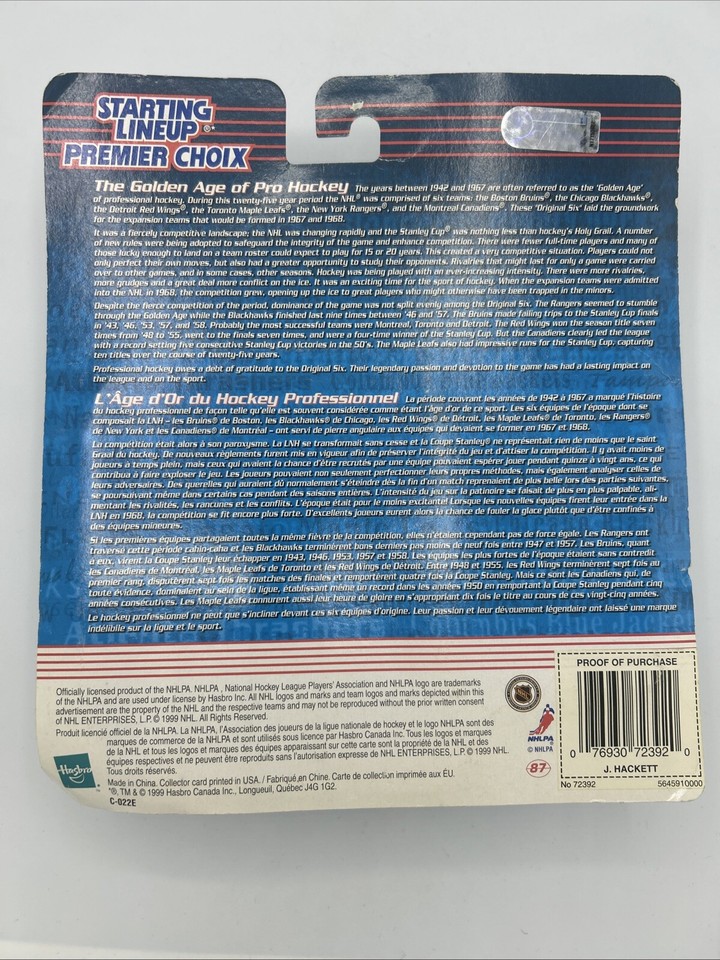 Vtg Hesbro Starting Lineup NHL Jeff Hackett Montreal Canadiens New with ...