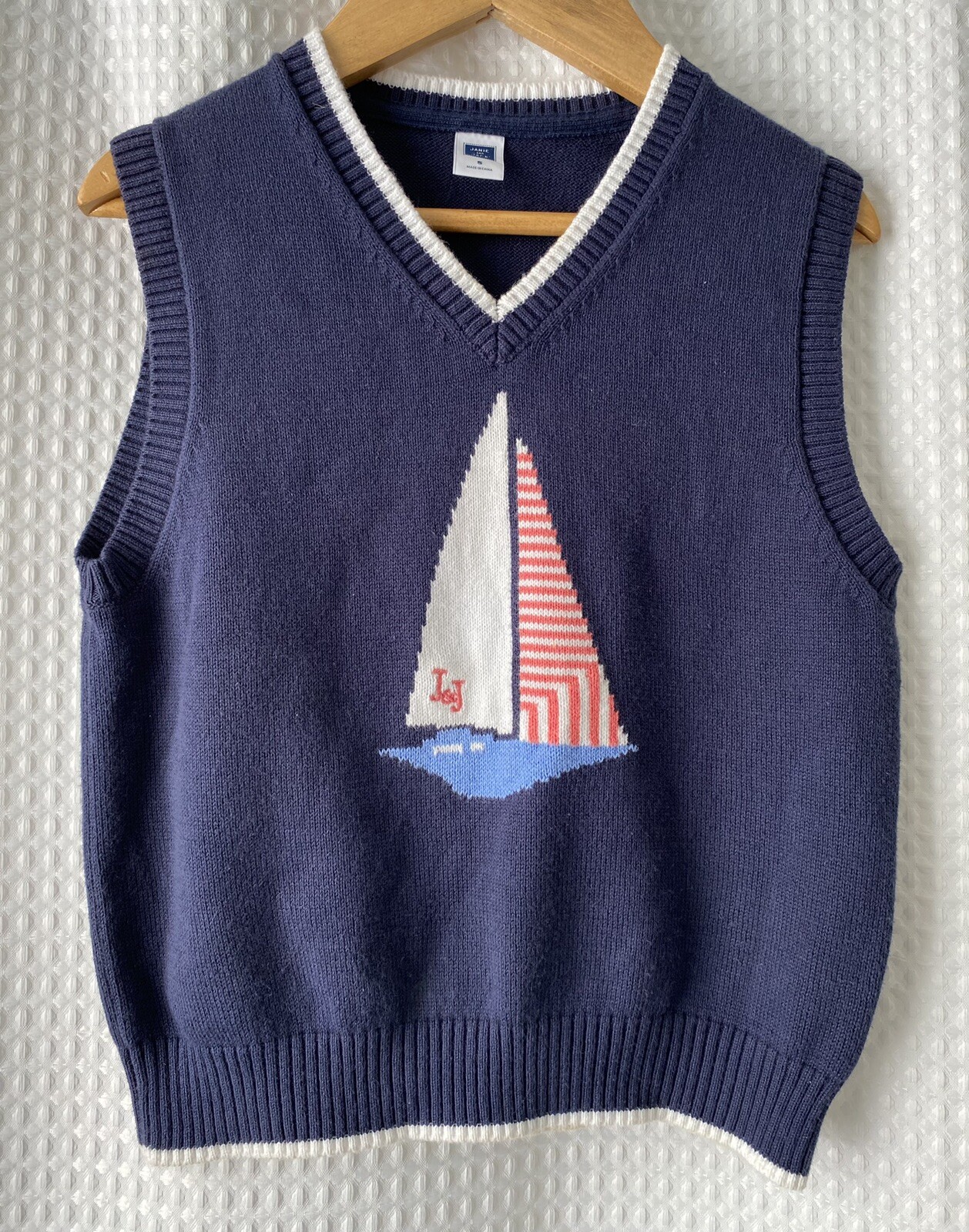 Janie and Jack~Boys 5~Coastal Club Sailboat Knit Sweater Vest~Navy Blue ...