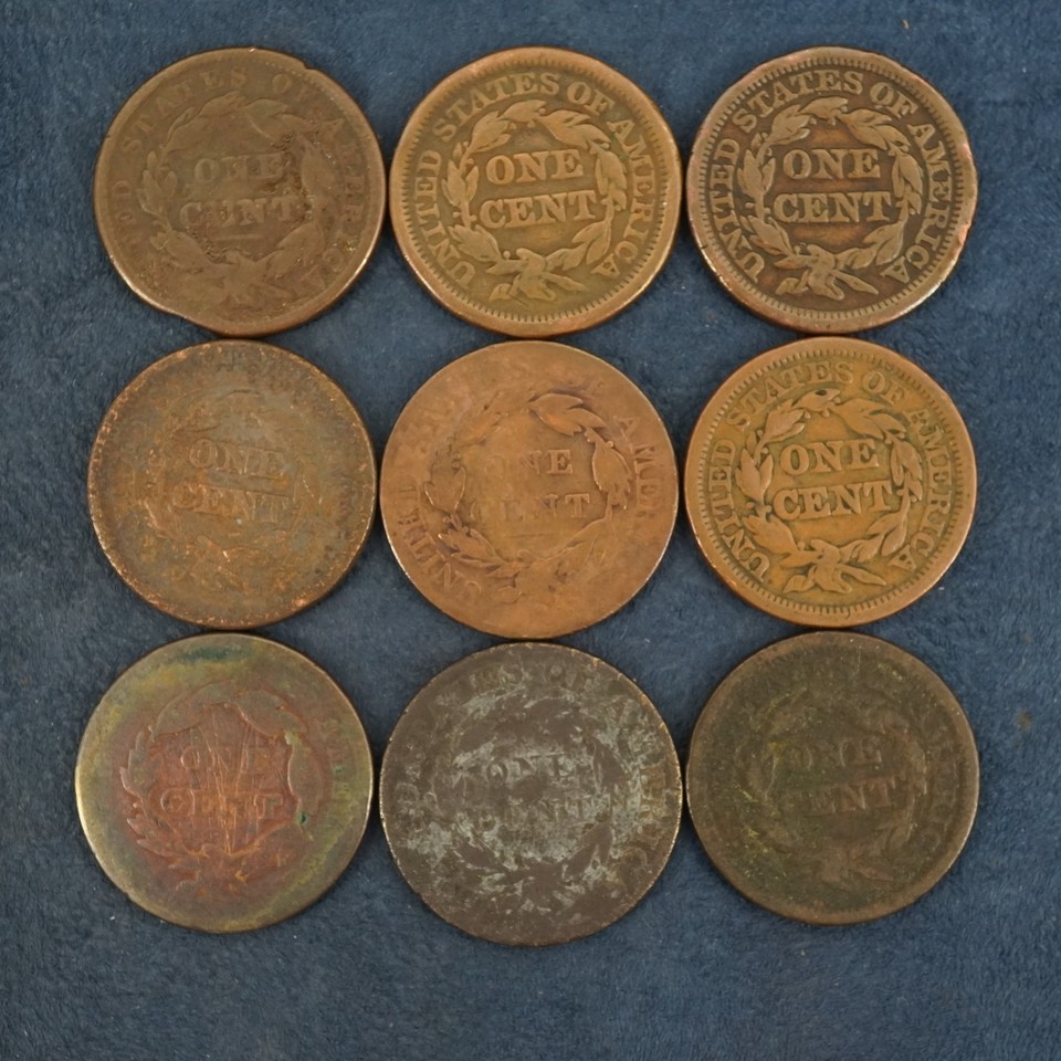 Assorted Lot of 9 US Large Cents - Free Shipping USA | eBay