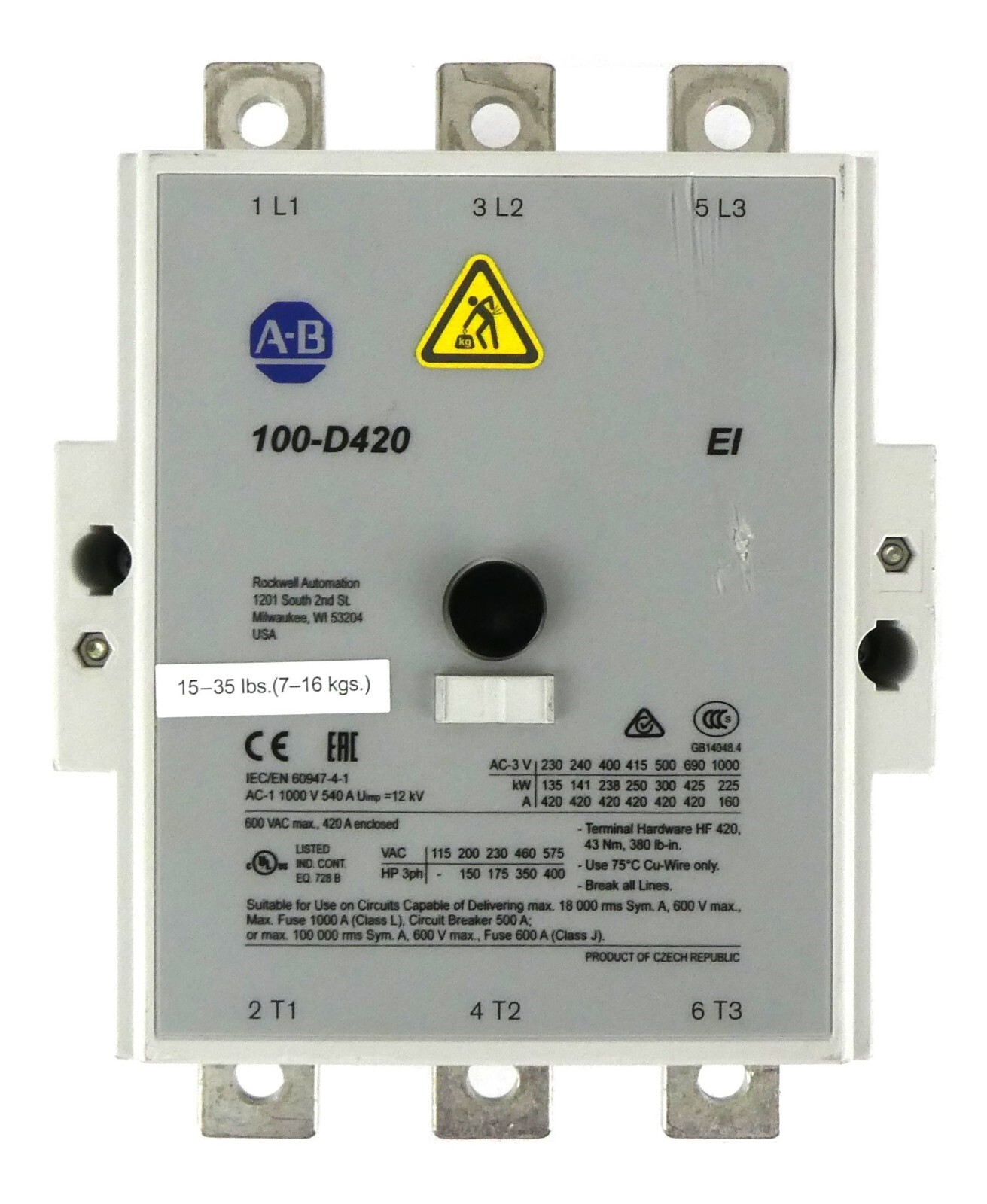 AB Allen-Bradley 100-D420 Industrial Contactor 100-D 110-130V Chipped ...