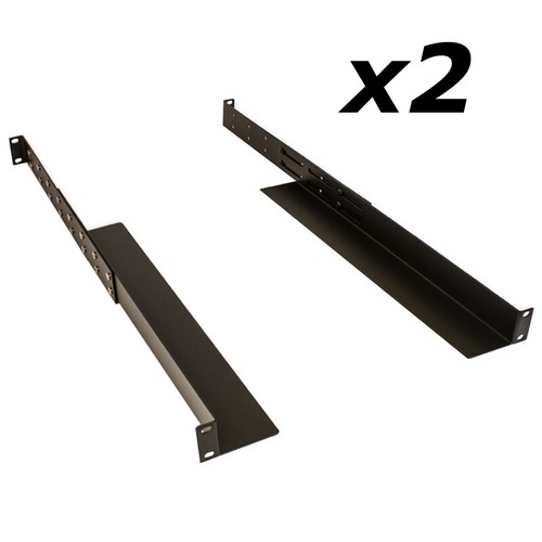 2 Pair Lot Adjustable Depth 4-Post Rack Mount Server Shelf Shelves Rail ...