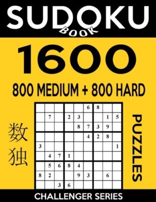 Sudoku Book 1,600 Puzzles, 800 Medium and 800 Hard: Bargain Size Sudoku ...