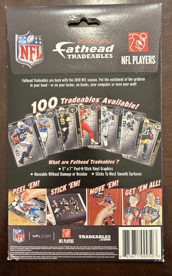 Fathead Tradeables 2010 NFL Players 5 Unique 5"x7" Images New Unopened ...