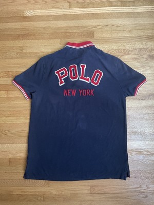Polo Ralph Lauren Polo New York Big Polo Patch Navy Blue Red Size L | eBay