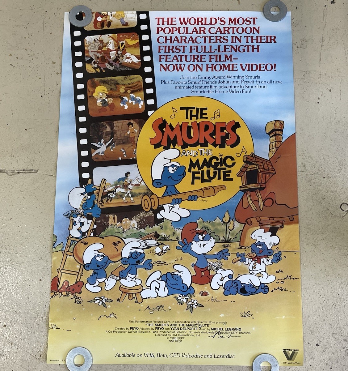 Vintage 1984 The Smurfs And The Magic Flute Poster 80s Smurf 36x24” NOS ...