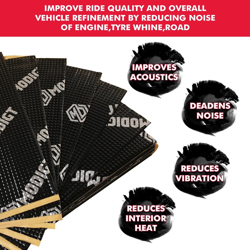 Self-Adhesive 50CM x 25CM Butyl Rubber Sound Deadener Noise Reduction 1 ...