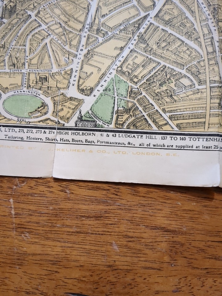 1907 Map London Penny Pictorial Plan Color Map & Street Fashion Sights ...