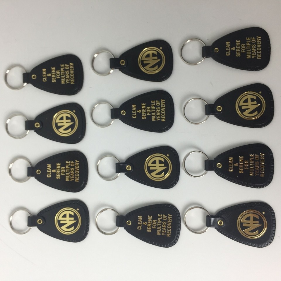 NARCOTICS ANONYMOUS NA KEY TAG Black Multiple Years Recovery 12 Piece ...
