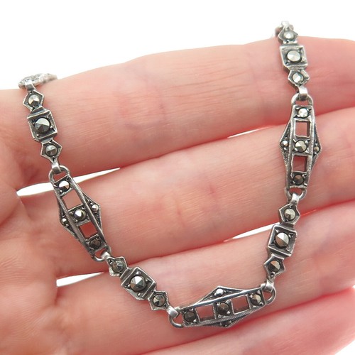 935 Silver Vintage Germany Real Marcasite Chain Necklace 16" (broken ...