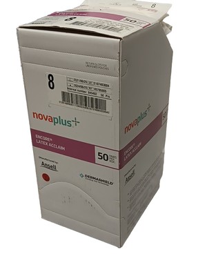 NovaPlus ENCORE Latex Acclaim Surgical Gloves 50 pairs Size 8 Exp 06/25 ...