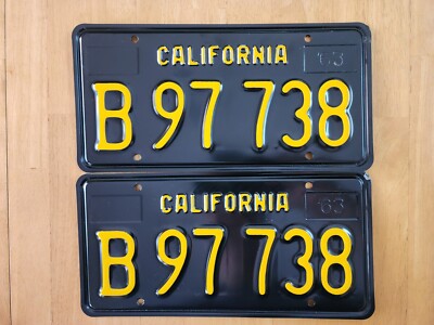 1963 Black California Commercial License Plates, Original, DMV Clear ...