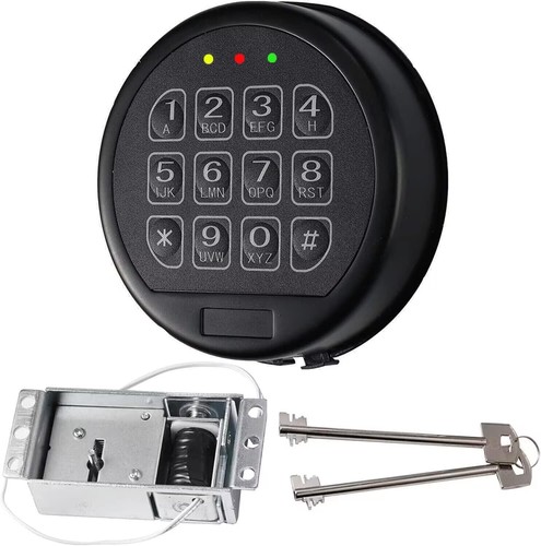 Gun Safe Lock Replacement Black Keypad Lock 2 Override Keys & Solenoid ...