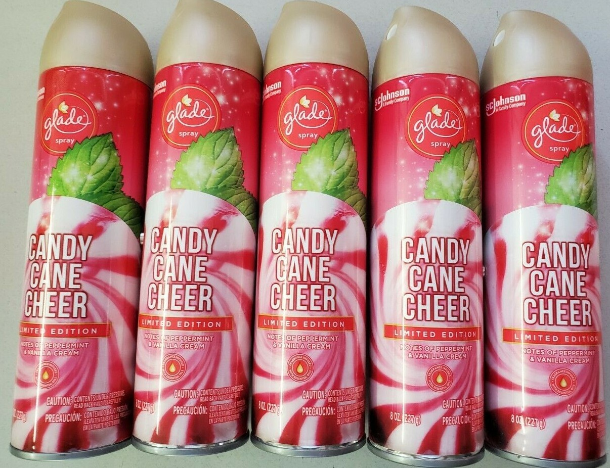 5 NEW Glade Candy Cane Cheer Limited Edition Air Freshener spray 8 oz ...