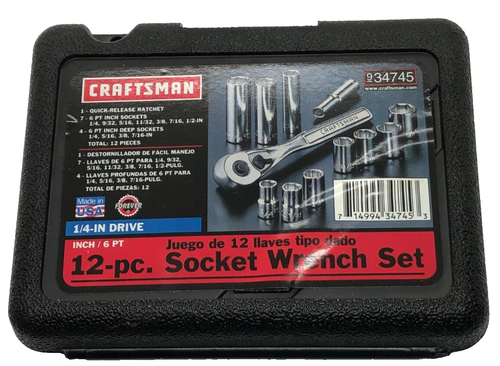 Vintage Craftsman SAE 12 Piece 1/4" Drive Socket Set 9 34745 NOS USA | eBay