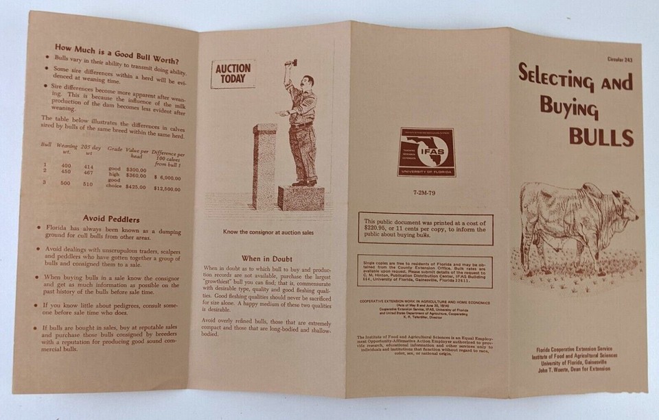 1979 Buying Selecting Bulls Tips Florida Agriculture Livestock Vintage ...