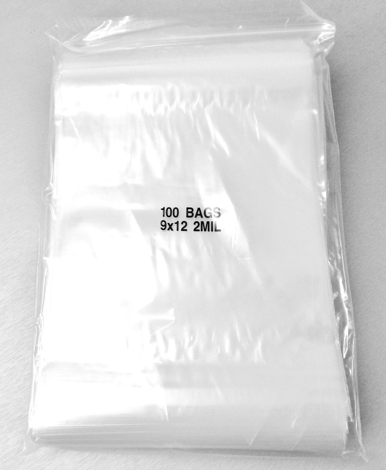200 Zip Seal Lock Bags 9x12 Clear 2 Mil Reclosable Large 9" x 12" Bag ...