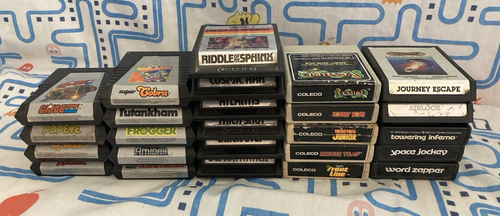 25 Atari 2600 game cartridges Coleco Front Line Imagic Quick Step GI ...