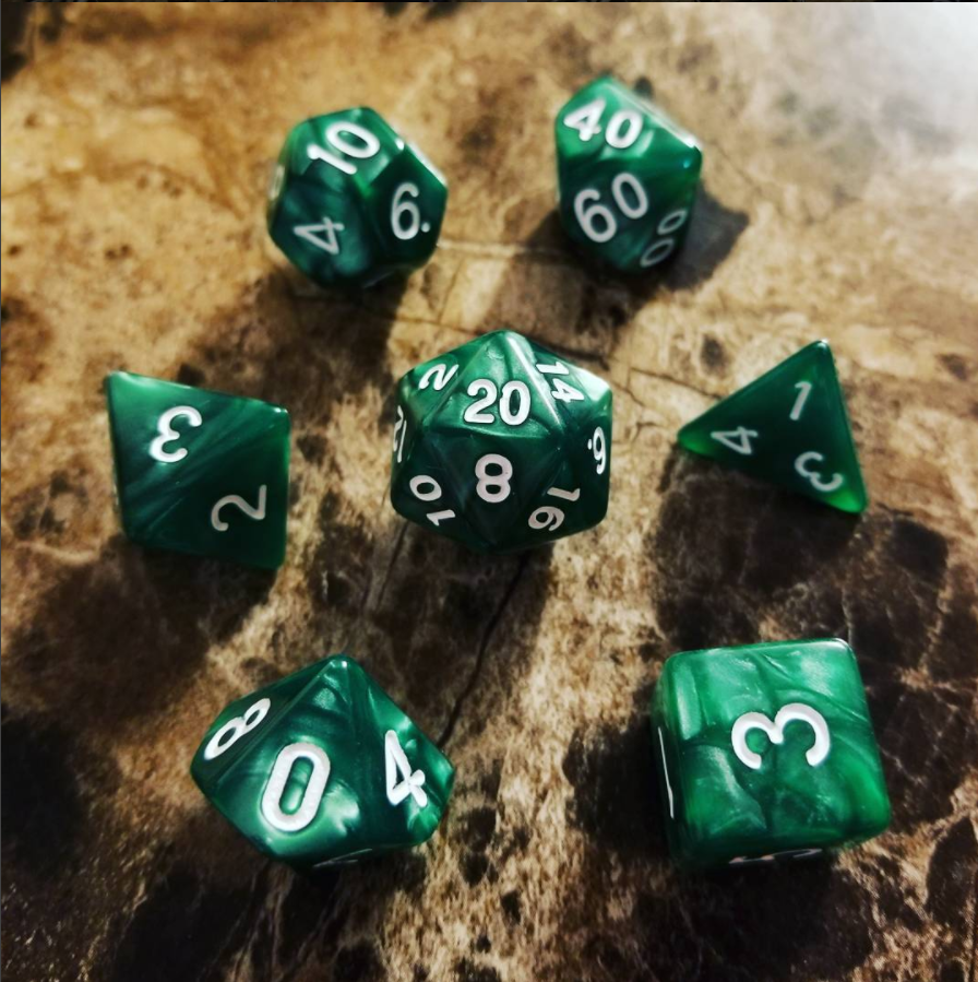 Green Pearl Dice RPG Set Polyhedral DND Dungeons and Dragons Pathfinder ...