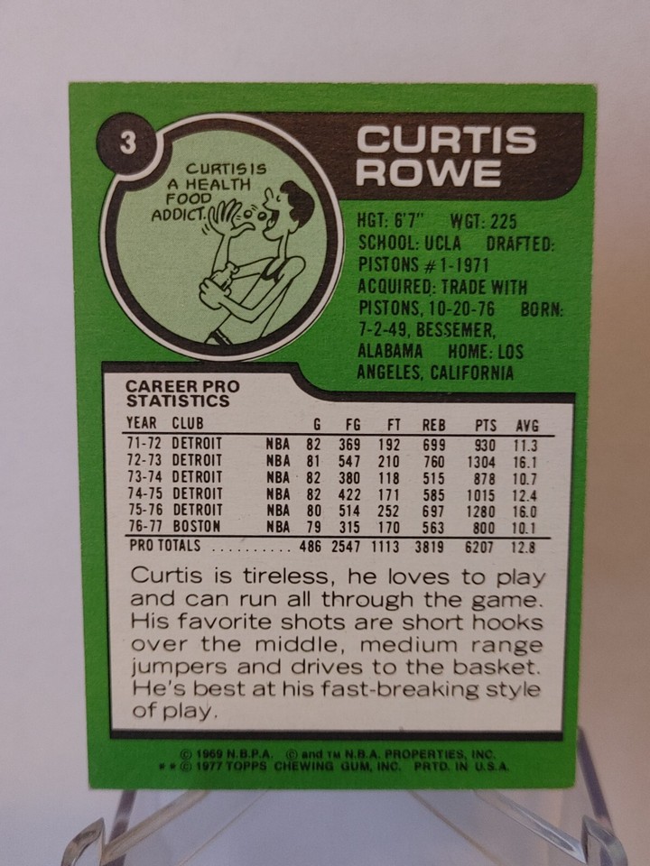 Curtis Rowe 1977-78 Topps #3 - Boston Celtics | eBay