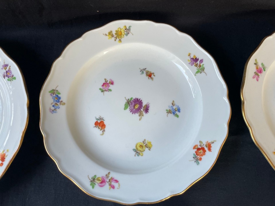ANTIQUE GERMAN 6 FLORAL HANDPANTED MEISSEN PORCELAIN PLATES 18 CM | eBay