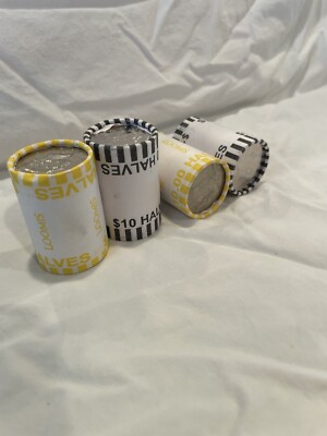4 Rolls Half Dollar Coins $40 FV bank sealed Loomis/ Brinks 80 Coins US ...