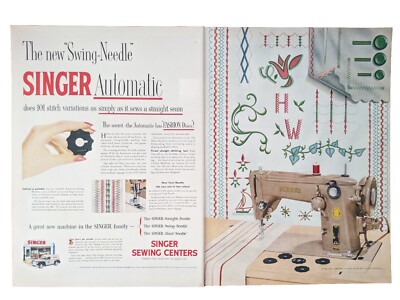 1955 vintage singer sewing machine Center Print Ad, Swing Needle ...