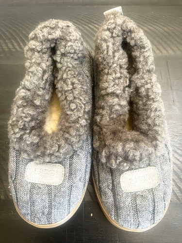 UGG Australia Rylan Knit Women Gray Sheepskin Slipper Shoes #3314 Sz 7 ...