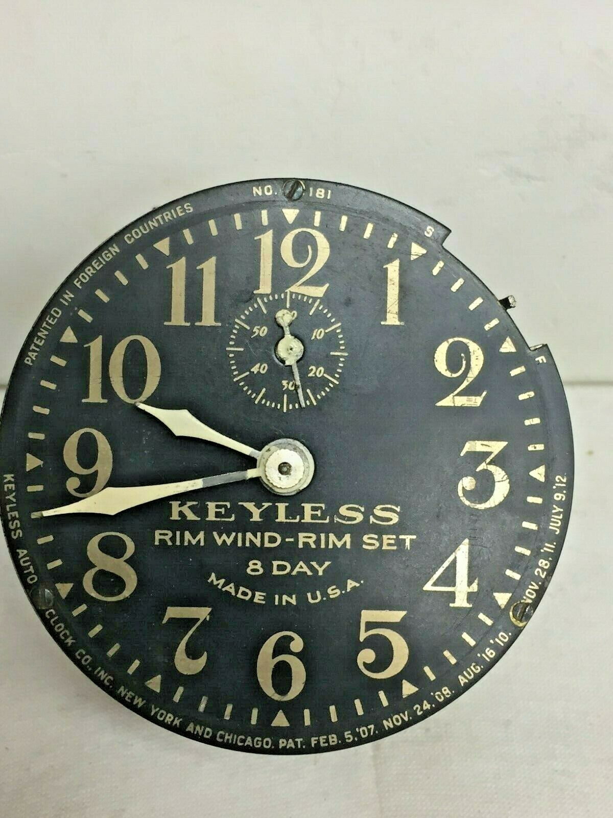 AUTO CLOCK MODEL KEYLESS RIM WIND-RIM SET 8 DAY MADE IN USA | eBay
