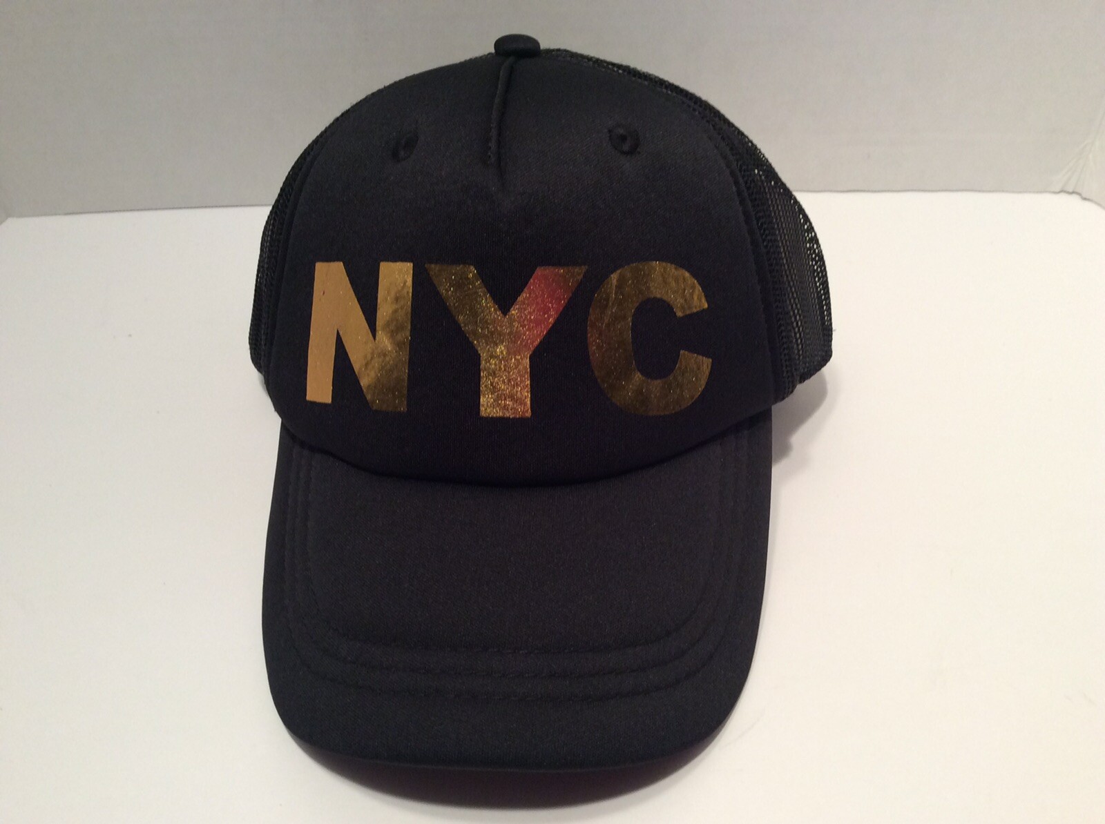 New York Black & Gold "NYC" Snapback Baseball Adjustable Foamy Hat Cap ...