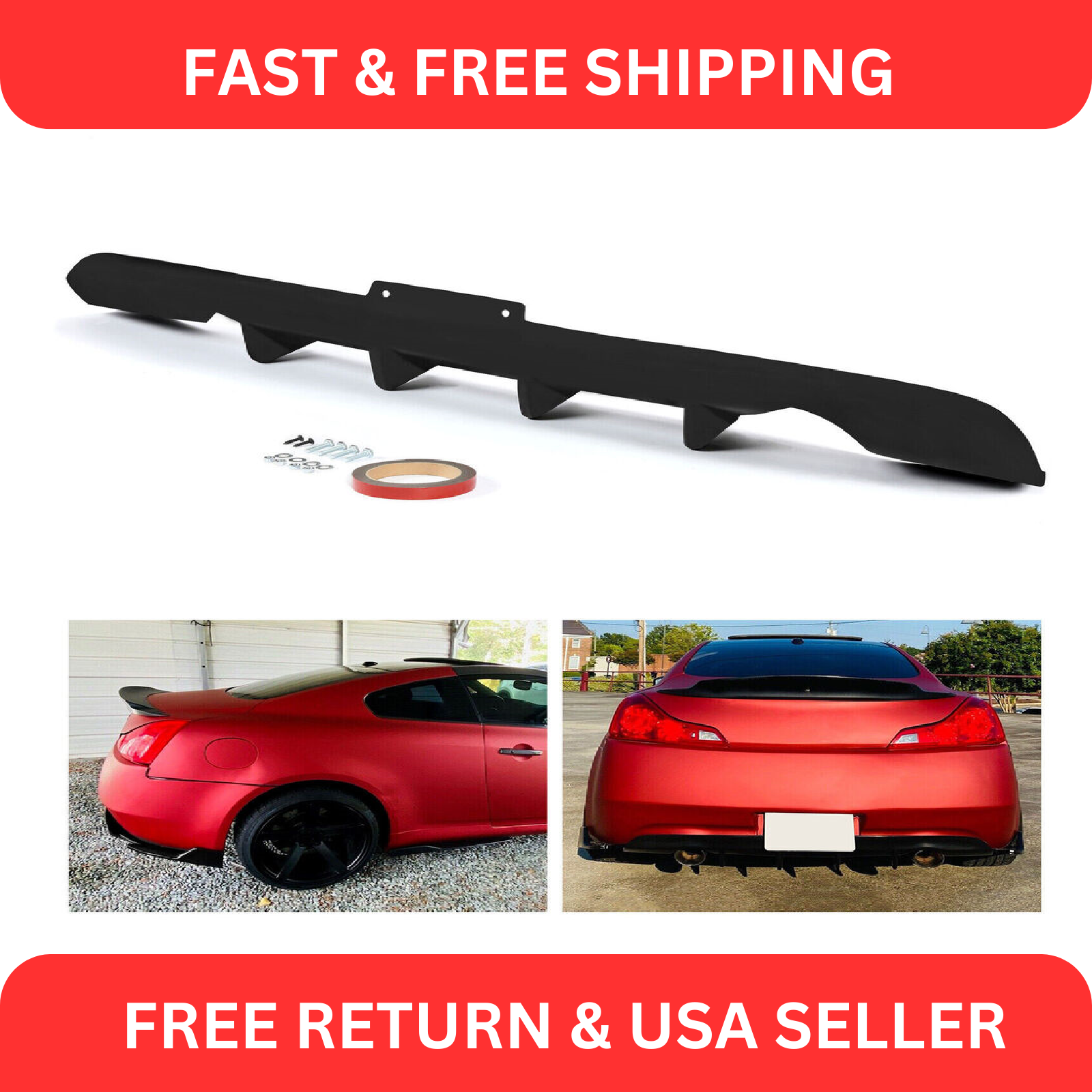 Rear Lower Bumper Diffuser Lip For 03-07 Infiniti G35 2DR Coupe Ver 2 ...