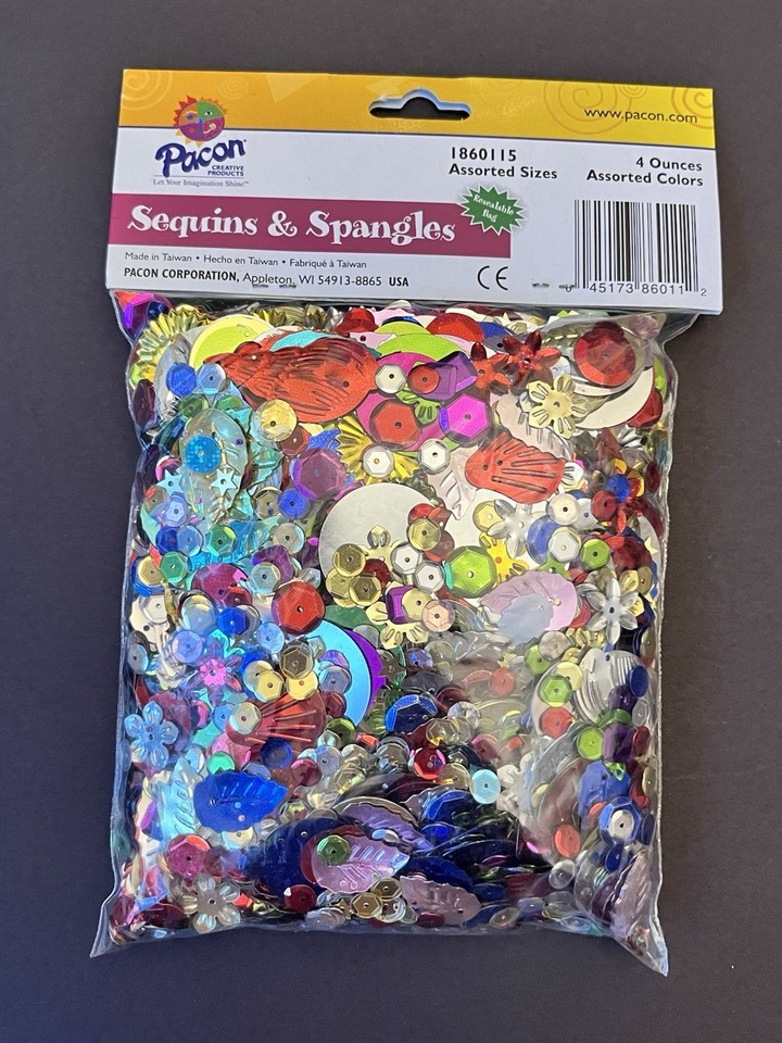 Pacon Sequins & Spangles with Holes Unused 4 OZ assorted sizes | eBay UK