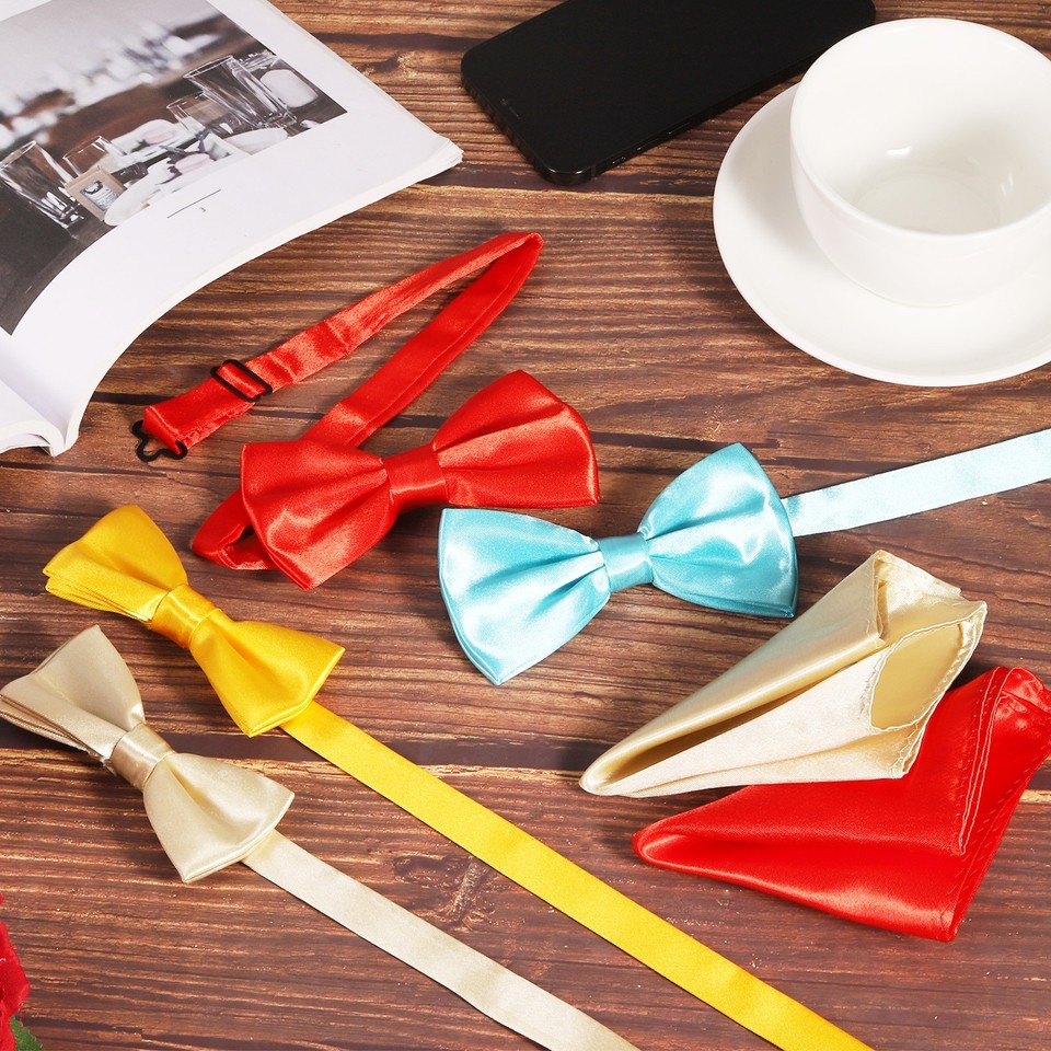 Bow Tie for Men, Adjustable Bow Ties with Pocket Square(Pink) | eBay