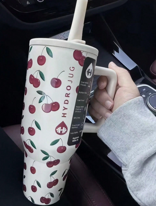 HydroJug 40 oz White Cherry Tumbler With Handle Insulated | eBay UK