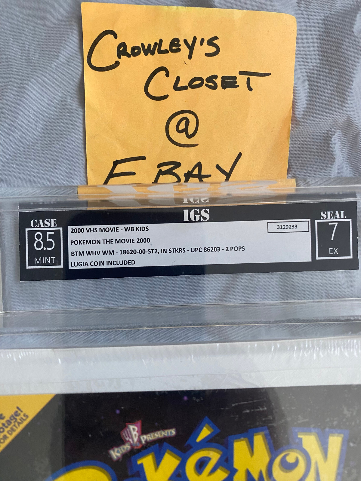 RARE Pokemon 2000 VHS W/Pikachu Card & Lugia Coin IGS Sealed/Graded 8.5 ...