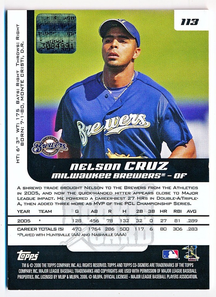 2006 Topps Co-Signers Nelson Cruz Auto Rc #113 - QTY AVAIL | eBay