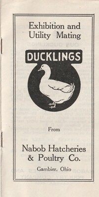 Brochure, Ducklings, Nabob Hatcheries & Poultry Co, Gambier, Ohio OH | eBay