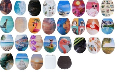 WC-Sitz Duroplast mit Absenkautomatik 3-seitig bedruckt Klobrille ...