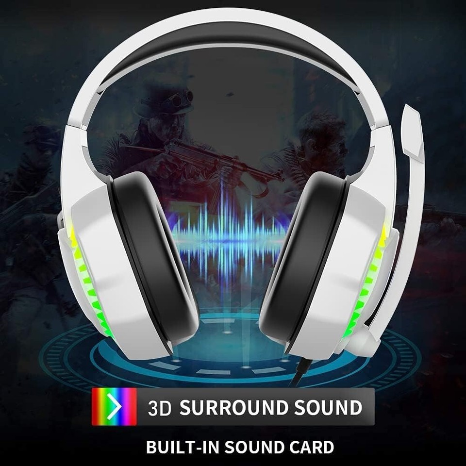 UK Layout Wired 104 Key Gaming Keyboard Mouse Headphone Speaker RGB PC ...