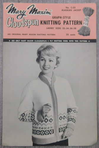 Mary Maxim Knitting Pattern No. C-23 Alaskan Jacket Vintage Sweater ...
