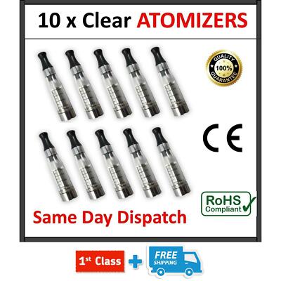 10 x CLEAR ATOMISER CLEAROMISER E CIG SHISHA TANK VAPOUR ATOMIZER ...