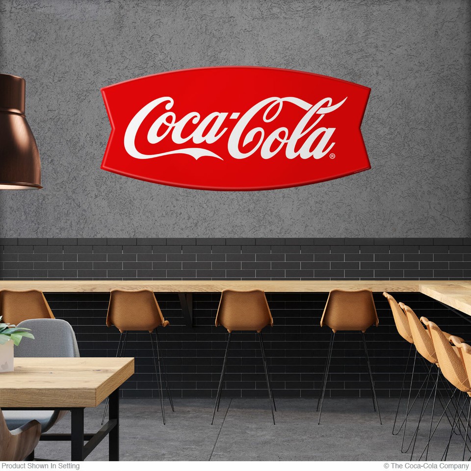 Coca-Cola Fishtail Wall Decal Embossed Look Officially Licensed Made In ...